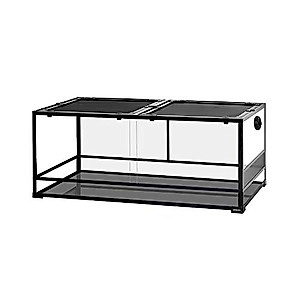 REPTI ZOO 85 Gallon Reptile Glass Terrarium, 48" x 24" x 18" Double Hinge Door with Screen Ventilation Reptile Terrarium (Knock-Down)
