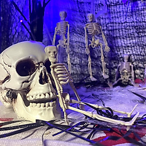 MUXIUNT 16 Pcs Halloween Mini Skeleton Figurine Decoration,6”Halloween posable Skeleton Decor,Small Plastic Skeleton Figure for Halloween Spooky Home Decor Haunted House Decorations Party Favors