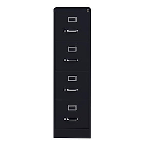 Workpro - File Cabinet - Letter Size Steel Vertical File, 4-Drawer - 22" d x 52" h x 15" w - 25.25" x 17.25" x 54.5" - Black