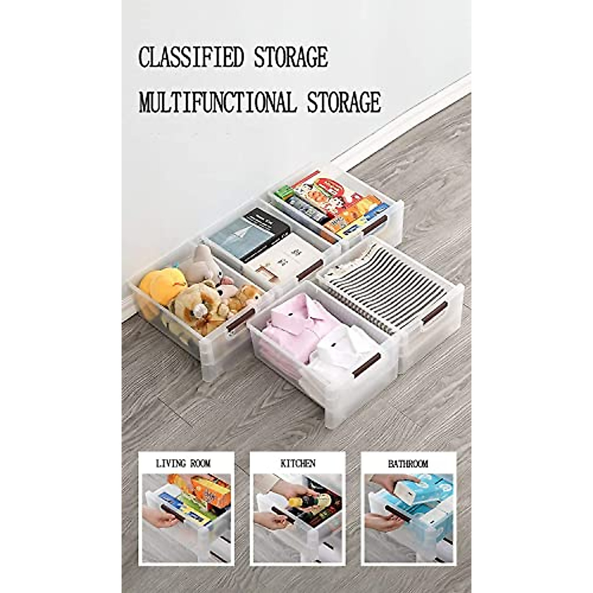 5-Drawer Rolling Storage Cart on Wheels, Clearview Craft Storage Containers Bins, Black Frame & Clear Storage Drawers
