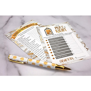 Baby Shower Game Bundle | 40 Cards - Four Baby Shower Activities | Baby Shower Price Is Right | Baby Shower Word Unscramble | Notes of Advice | Wishes for Baby | Baby Shower Activities