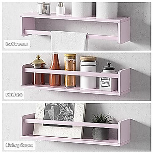 Senjie Nursery Book Shelves,15.7 inch Kids Bookshelf,Wall Book Shelves for Kids Room, Home Decor - Kitchen Spice Rack Set of 3 - Pink