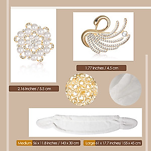 Geyoga Faux Fur Shawl Wrap Stole Shrug Winter Bridal Wedding Scarf Wrap with Faux Pearl Rhinestone Brooches for Women 1920s (White, Medium, Short Hair)