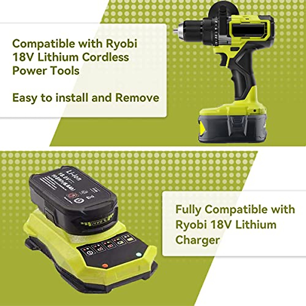 THISS 2Pack 6.5AH P104 P108 Battery Replacement for Ryobi 18V Battery P105 P102 P103 P107 P109 P122 P190 PBP005 for Ryobi 18v Lithium Battery Cordless Tool Battery Packs