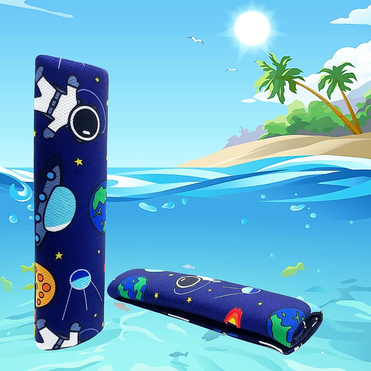 IPOVO Car Seat Belt Pad Cover for Kids,Soft and Comfort Baby Car Seat Belt Strap Covers Cute Unicorn Pattern 2 Pack Harness Pads for Kids (Spaceman)