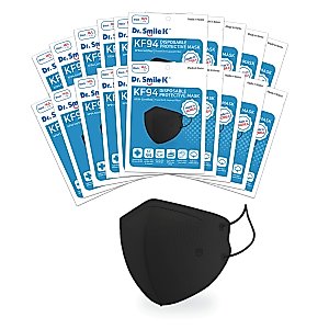 Aurora World Dr. Smile K - 20 Pack KF94 Disposable Face Masks Black - SIZE ML - Unisex - 4- Layer Filter Made in Korea - KF94 Certified,MediumLarge