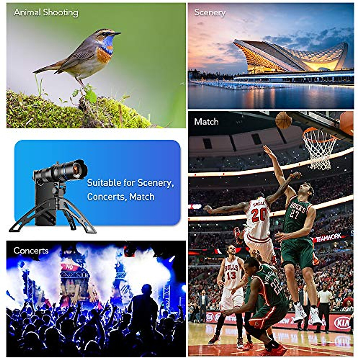 MIAO LAB HD 20-40X Zoom Lens with Tripod Telephoto Mobile Phone Lens Telescope for iPhone13 Samsung Other Smartphones Hunting Camping Sports