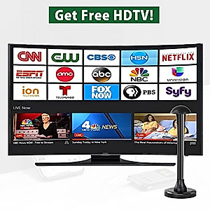 TV Antenna for Smart TV Powerful Best Amplifier Signal Booster up Support 4K 1080p Full HD Smart and Older Tvs 360° Signal Reception with 16.5ft Coaxial Cable