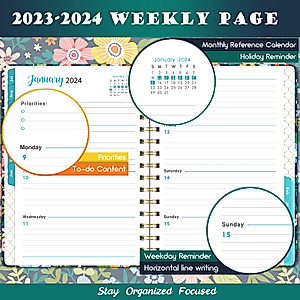 Planner 2023-2024,Academic Planner 2023-2024, July 2023,June 2024, with Weekly and Monthly Spreads, 6.3''x8.4'', Monthly Tabs, Back Pocket, Holidays, Thick Paper, Strong Binding & Notes