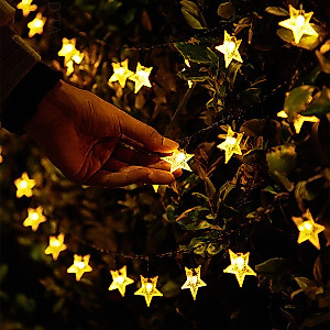 SMATOLS Solar Christmas Snowflake String Lights,50 LED Waterproof Multicolor Fairy Lights for Garden