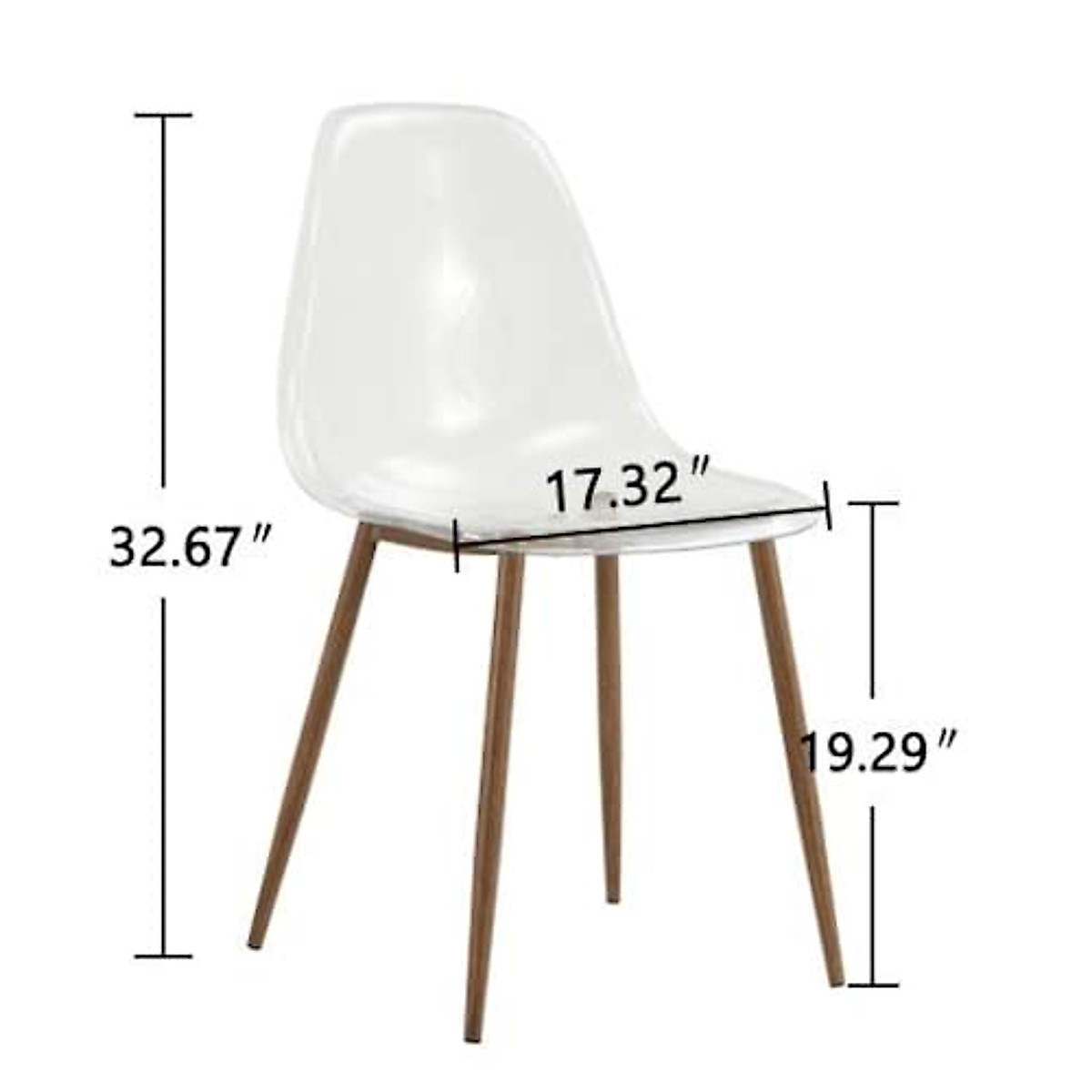 Gxcevsou Dining Chairs Set of 4, Modern Plastic Transparent Crystal Ghost Seat, Nordic Creative Makeup Stool Negotiation Chair for Dining Room Living Room Bedroom - Walnut Wood Color Metal Leg