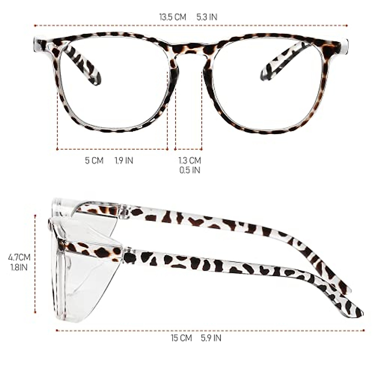 FORITOAST Safety Glasses for Women Men, Cute Stylish Anti Blue Ray,Fog,Dust Safety Goggles with Packaging Box Include Glasses Accessories Ideal for Men Women (Dark Brown)