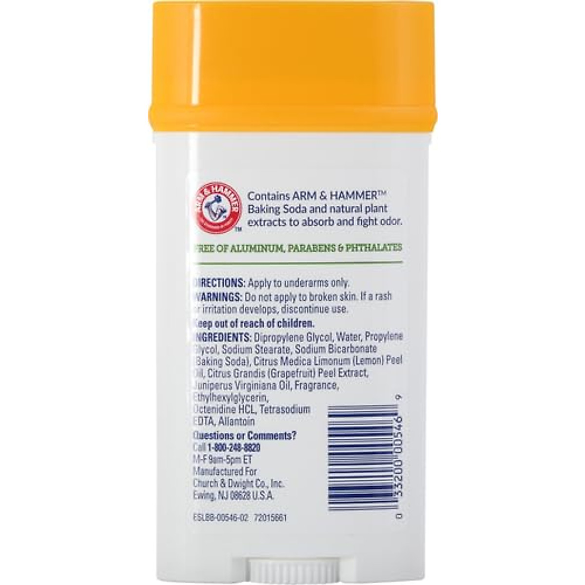 ARM & HAMMER Essentials Solid Deodorant, Clean(Juniper Berry), Wide Stick, 2.5 oz. (Pack of 3)