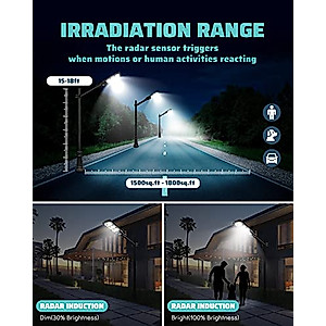 Lovus 2000W Solar LED Street Light, 60000LM Solar Security Flood Light Outdoor with Motion Sensor and Dusk to Dawn for Parking Lot, IP65 Waterproof, Wall or Pole Mount