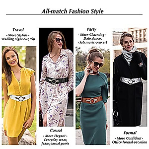 SUOSDEY Women Fashion Wide Elastic Belt Stretch Waist Belt with Easy Silver Buckle for Dresses,white,M