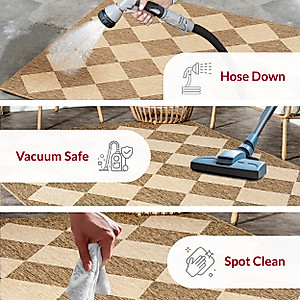 nuLOOM 5' x 8' Outdoor Performance Area Rug, Stain Resistant, Weather Resistant, High Traffic, Patio, Balcony, Outside, Sabina Brown