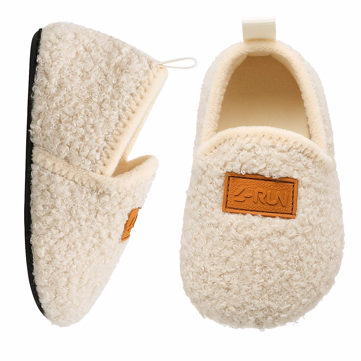 L-RUN Toddler Slipper Girl/boy Indoor House Slipper Beige 5.5-6 Infant=EU22-23