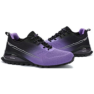ikunka Men'S Fashion Sneakers Lightweight Breathable Walking Shoes Tennis Cross Training Shoe Non Slip Trail Running Shoes（Purple 14）
