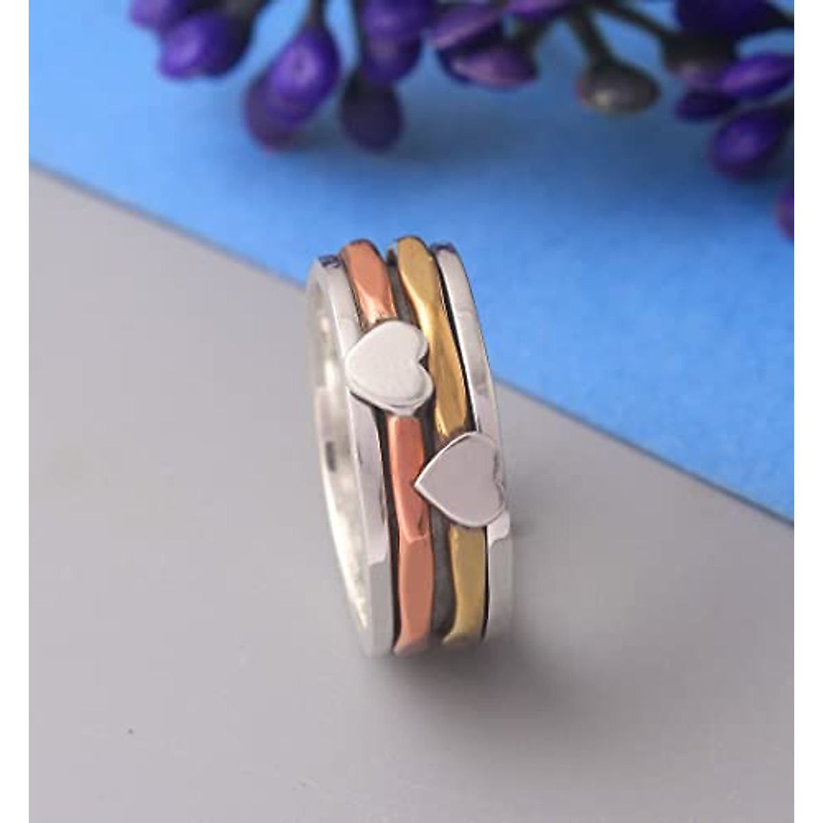 Heart Spinner 925 Sterling Silver Spinning Ring Jewelry (5)