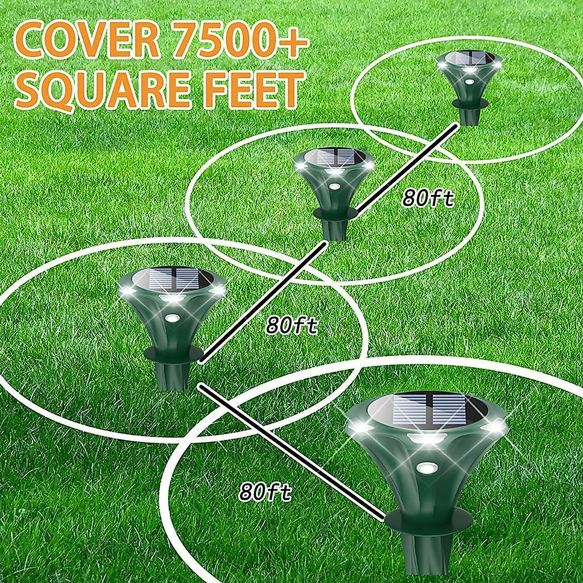 Pack of 4 Solar Mole Repellent Sonic Gopher Repellent Vole Chaser Mole Deterrent Sonic Spikes Rodent Repellent Ultrasonic Pest Control Outdoor Keep Moles Out of Yard Lawn