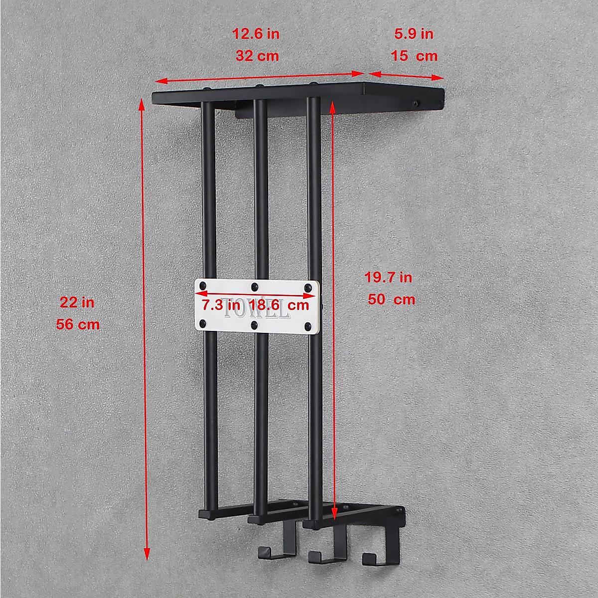 Bathroom Towel Storage Rack, Towel Racks for Bathroom Wall Mounted 22 inch with Shelf Can Holds 4 Large Towels, Wall Towel Rack for Rolled Towels, Black