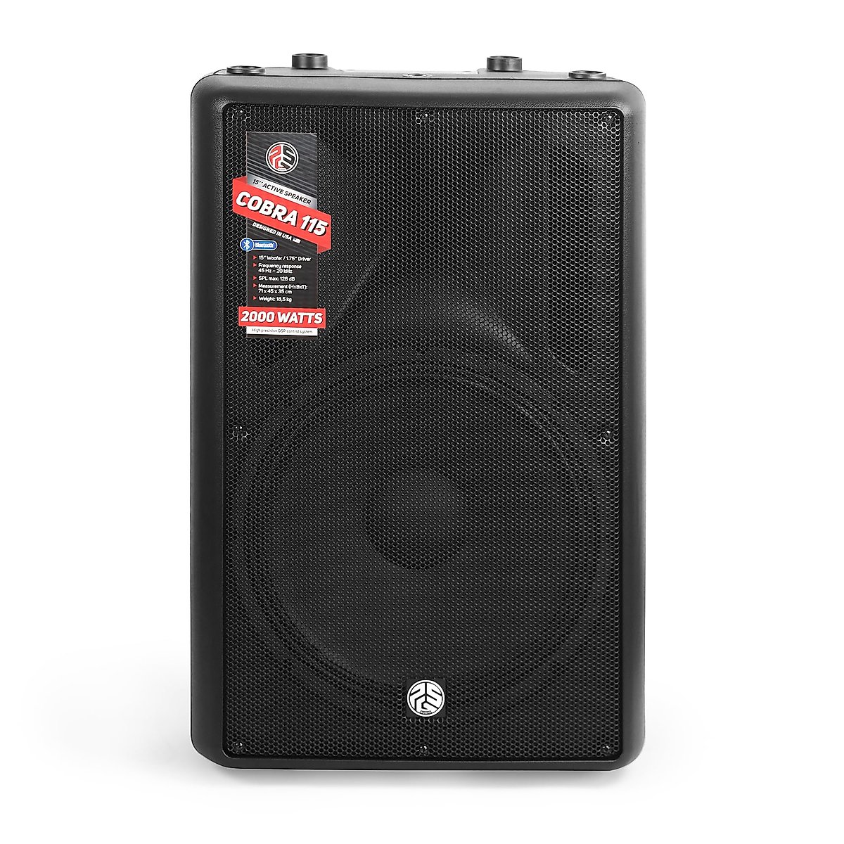 PSG AUDIO Cobra 115 Professional Active Speaker 2000 Watts with Bluetooth PA Speaker, 2-Channel Mixer with DSP Control, Ideal for Musicians, Churches, DJs. (Designed in USA) Support US Business