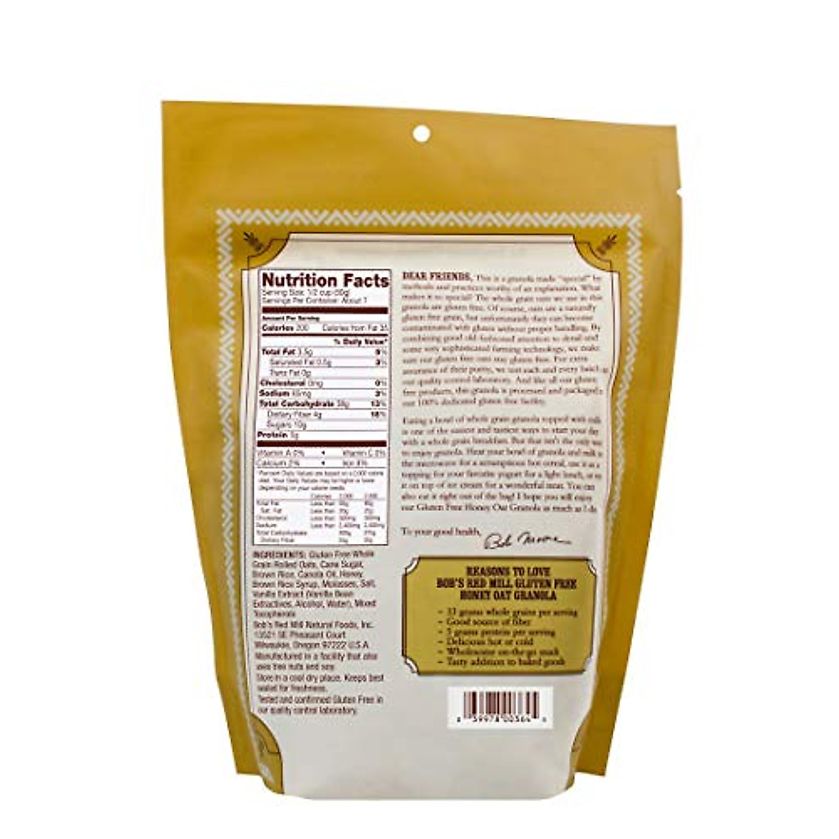Bob's Red Mill Gluten Free Honey Oat Granola, 12-ounce (Pack of 4)