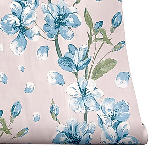 Yifasy Shelf Liner Blue Orchid Self-Adhesive Drawer Paper Furniture Sticker Decorative Flowers 118x17.7 Inch