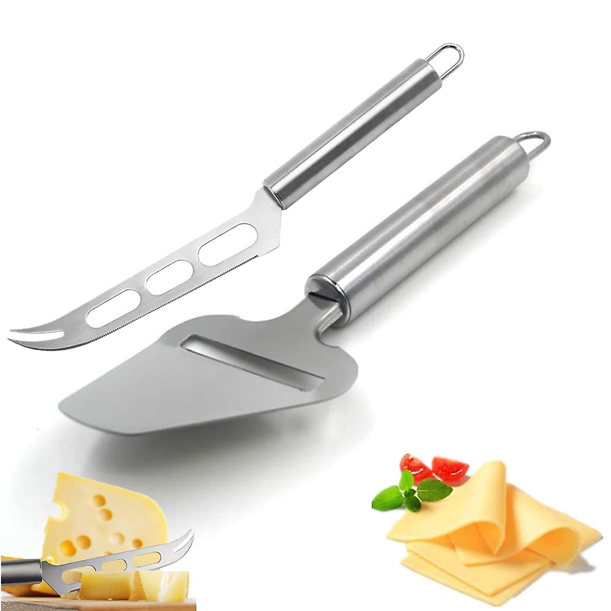 NatureMan 2 Pieces stainless steel cheese planer and cheese slicer, suitable for soft, semi-hard and hard cheese kitchen cooking tools