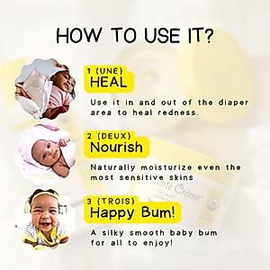 La Petite Creme French All-Natural Diaper Balm - Healing & Nourishing Diaper Cream - Gentle & Safe Baby Balm with USDA Certified Organic Beeswax and Olive Oil - Baby Essentials for Newborn (4 oz)