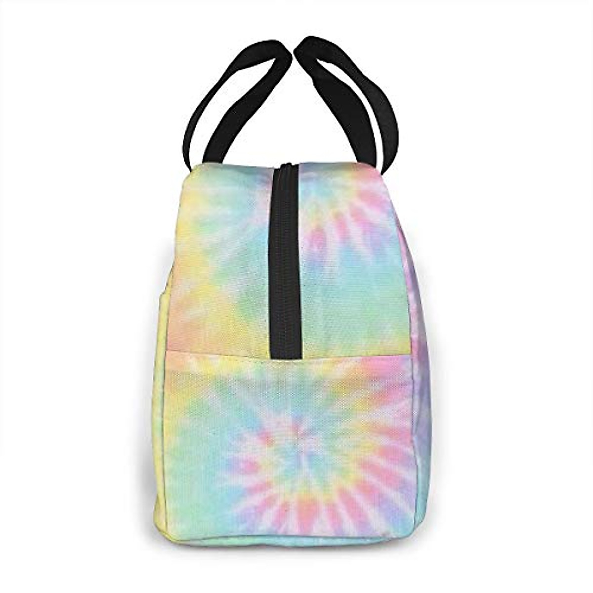 Pastel Tie Dye Portable Insulated Lunch Tote Bag Reusable Lunch Box For Men, Women And Kids