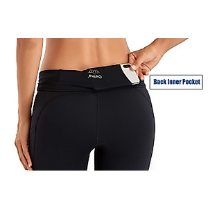 Oalka Women's Yoga Short Side Pockets High Waist Workout Running Shorts Black L