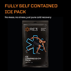 RE3 Ice Compression Pack for Knee, Arm & Leg - Powerful & Effective Cold Compression Cryotherapy Wrap for Chronic Pain, Knee Replacement, Tendinitis, Arthritis of the Knee, Sports Injury, Swelling, Ice Core Blankets - Black, One Size