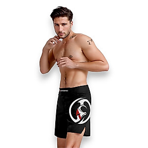 KOMBAT USA Men's MMA Shorts – Baseline Grappling & Fight Shorts | Athletic Shorts | Muay Thai BJJ Training Jiu Jitsu No Gi (as1, Alpha, x_l, Regular, Regular, Black)