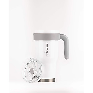 Reduce Tumbler – 24oz COLD 1 Mug With Lid, Straw and Handle – 24 Hours Cold – Easy-Hold Handle, Vacuum Insulated, Sweat-Proof Body – Cupholder Friendly Insulated Mug – White Gloss