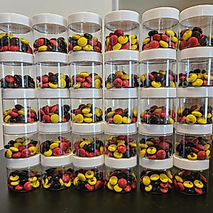 YUENPUN 30 PCS 4 OZ Slime Containers with White Lids, Wide Mouth Plastic Round Storage Jars, Clear Plastic Slime Containers, Small Plastic Cosmetic Jars for Lotion, Cream, Beauty Products