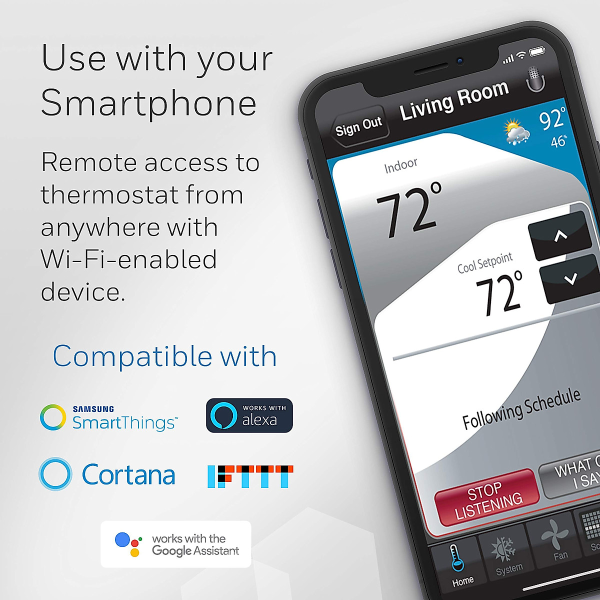Honeywell Home RTH9585WF1004 Wi-Fi Smart Color Thermostat, 7 Day Programmable, Touch Screen, Energy Star, Alexa Ready (Renewed)