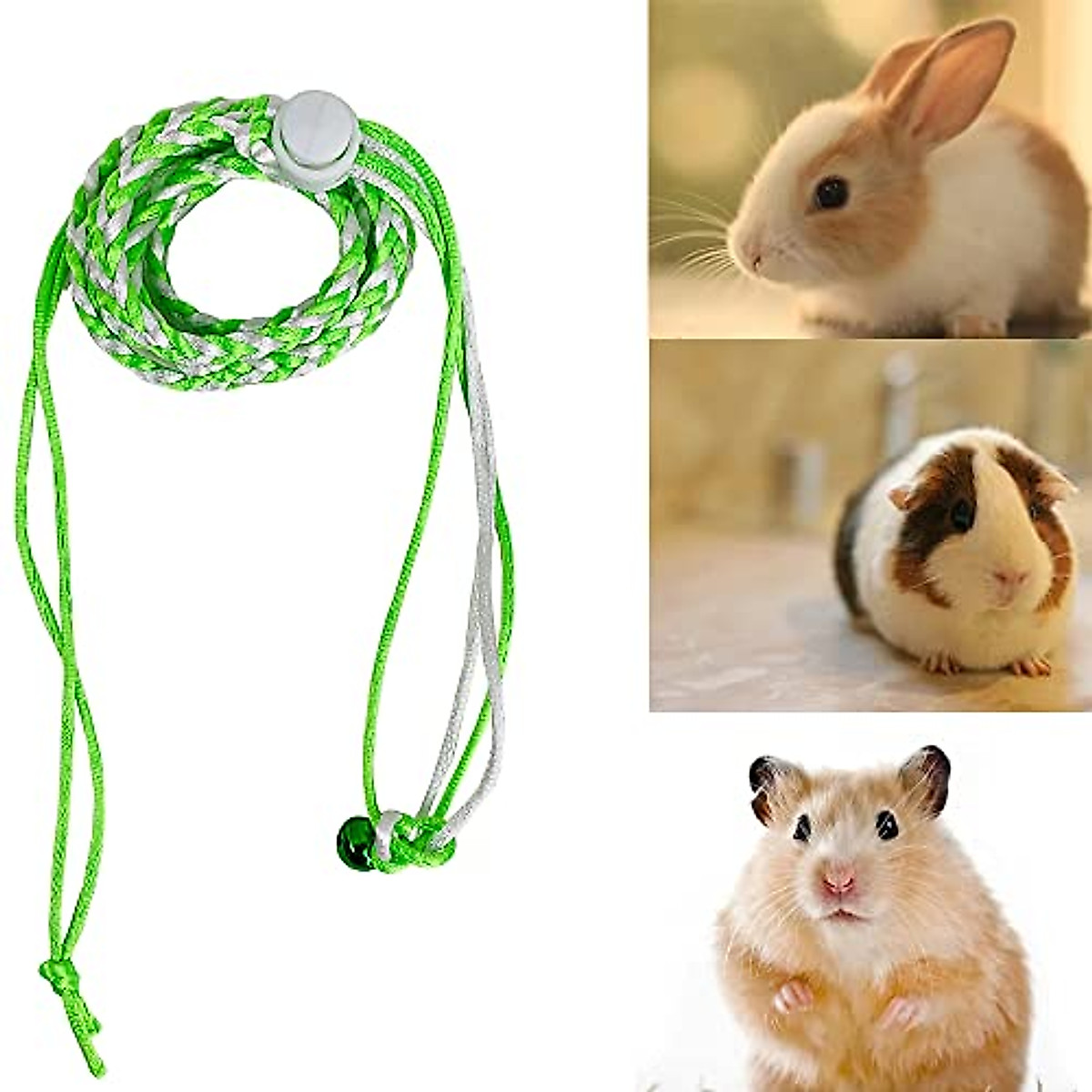 5 Pack Adjustable Hamster Harness Small Animal Bell Harness Rope Harness Small Animal Safety Rope with Bell for Chinchilla Rabbit Hamster Guinea Pig Squirrel Small Animal