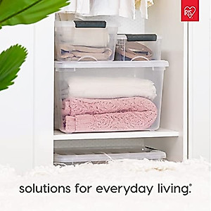 IRIS USA 19 Quart Stack & Pull™ Box, Clear with Black Handles, Set of 6