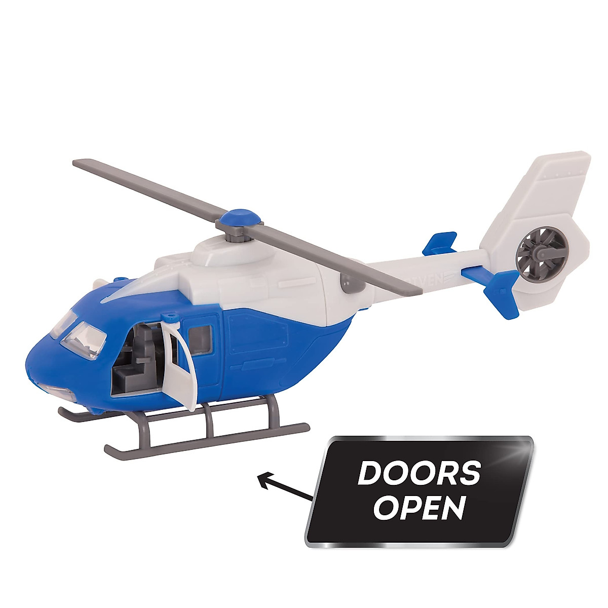 Driven by Battat – Micro 1/124 Scale – Helicopter Toy with Lights and Sound – Open-able Doors – Rescue Helicopter for Kids Age 3+