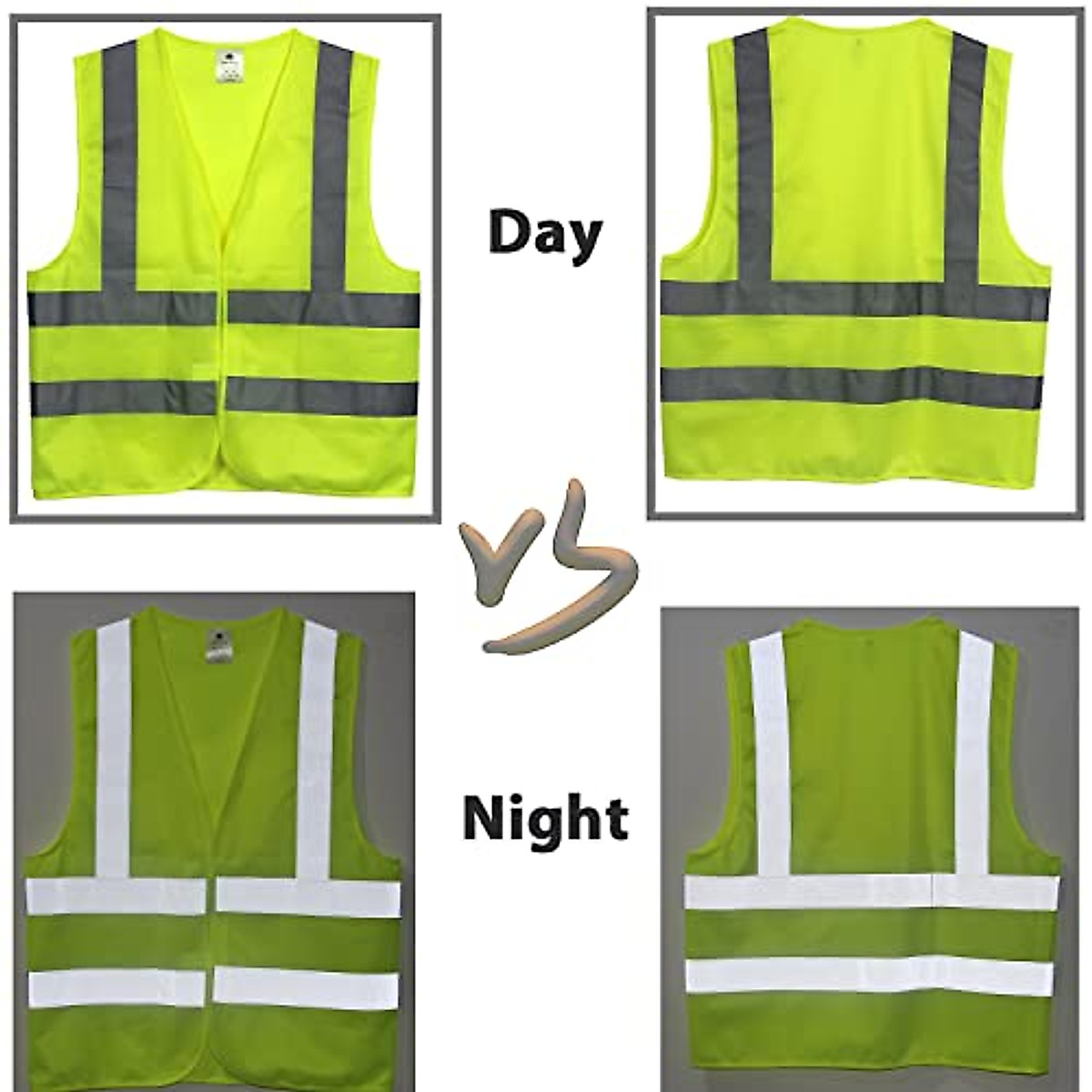 Treedeng 10 Pack XL Yellow High Visibility Safety Vest Reflective Safety Vest for Traffic Industrial Cycling Running