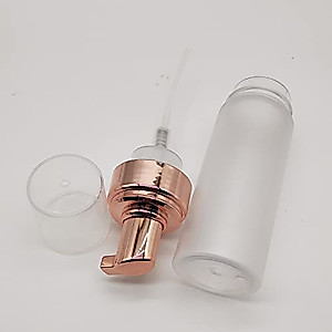 150ml Foam Pump Bottle, 5oz Empty Foaming Dispenser Soap Plastic Container for Facial Cleanser Shampoo Hand Soap (Clear Matte+Rose Gold)