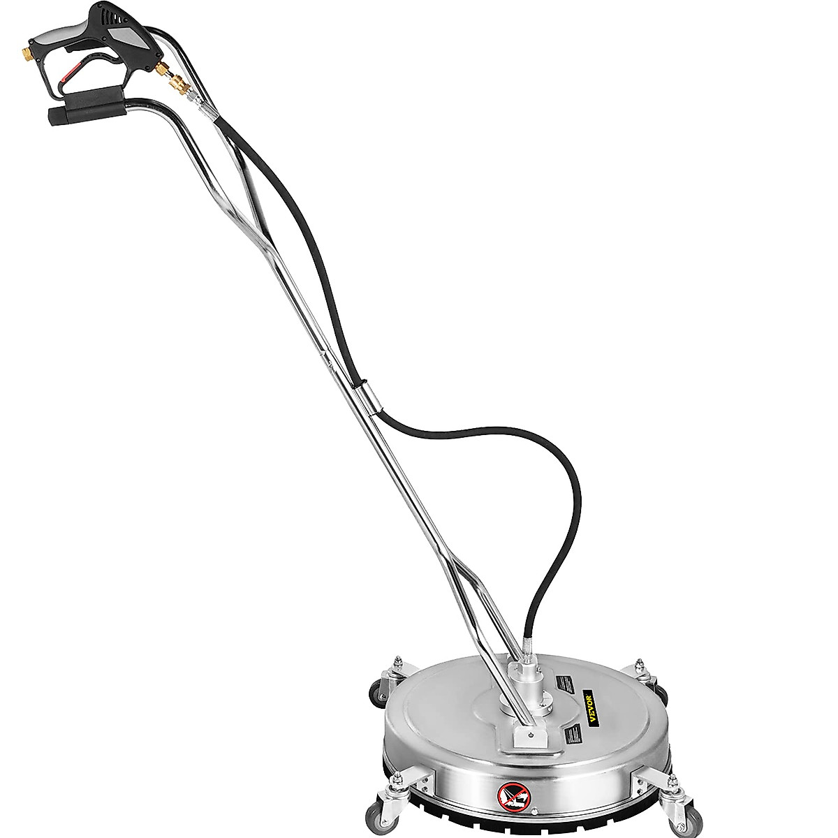 VEVOR 24" Surface Cleaner, 4000PSI Max. Pressure Flat Surface Cleaner, Stainless Steel Rotating Surface Cleaner, Pressure Washer Surface Cleaner w/ 3 Nozzles, Fit for 3/8" Quick Connector, for Patio