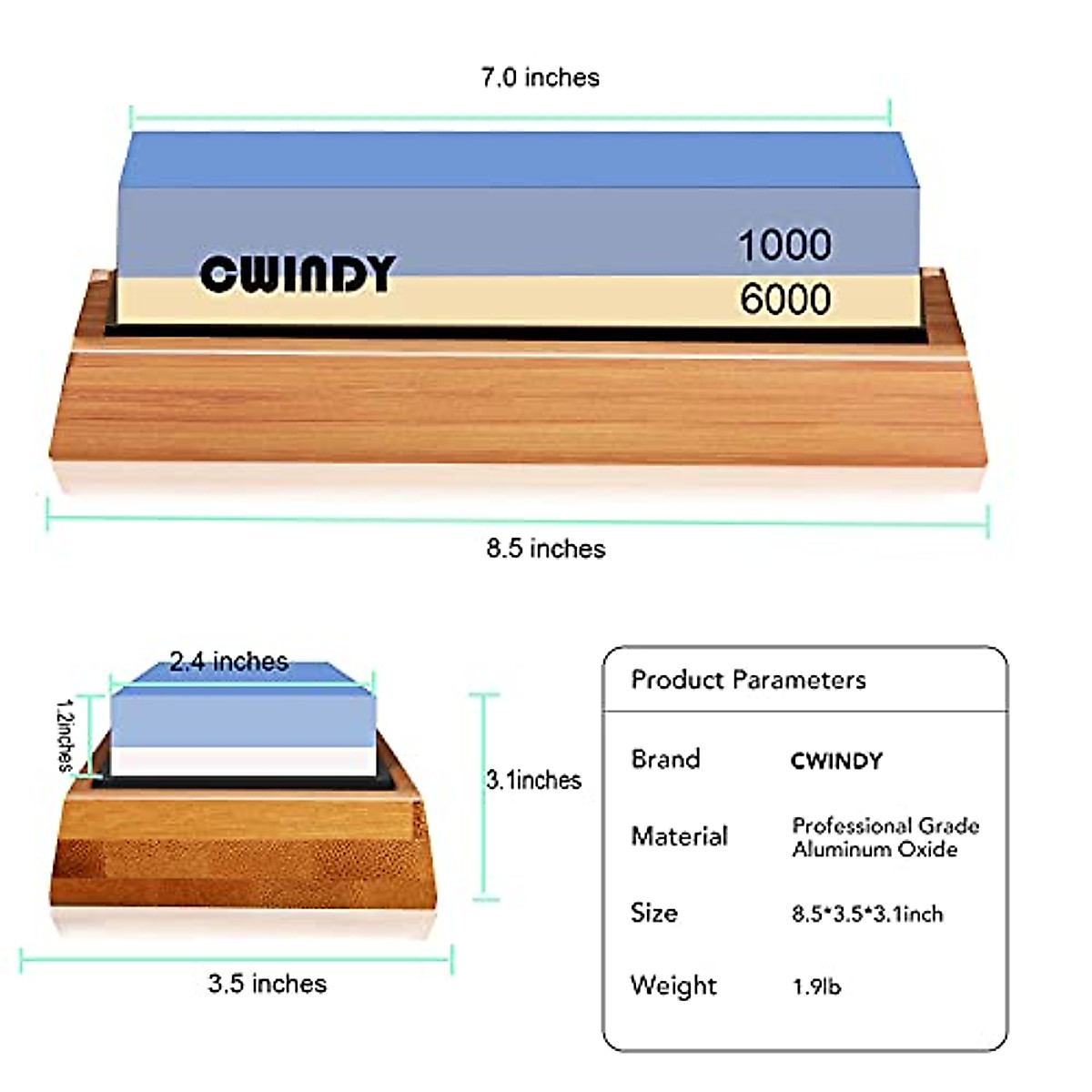 Sharpening Stone Whetstone Kit Dual Sided 1000/6000 Grit Professional Whetstone Knife Sharpener Stone Wet Stone Set Nonslip Bamboo Base, and Fix Stone