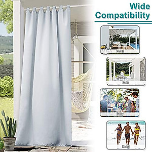 NICETOWN Indoor Curtain Waterproof with Tab Top Design, Thermal Insulated Sunlight Block Patio Curtain for Keep Warm in Winter & Keep Cool in Summer (1 Pack, W52 x L84, Greyish White)