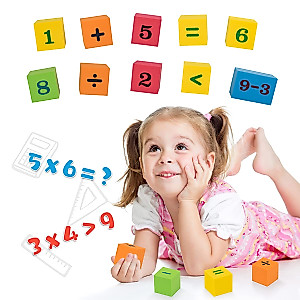 UNIH Foam Building Blocks for Toddler Toy 1-3, Soft Blocks with Number & Cartoon, Colorful Stackable Blocks Toddler Toys for 1 2 3 Year Old Boys Girls Gift