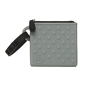 CB Go Small Silicone Pouch. On-The-Go for Stroller and Diaper Bag Organizer for Pacifiers, Keys, Credit Cards & More, Grey