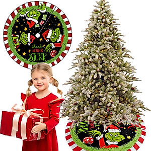 Christmas Tree Skirt 47 Inches Xmas Tree Skirt Christmas Trees Skirt Farmhouse Christmas Ornaments for Holiday Party Christmas Tree Mat Christmas Decorations Holiday Party Indoor Outdoor