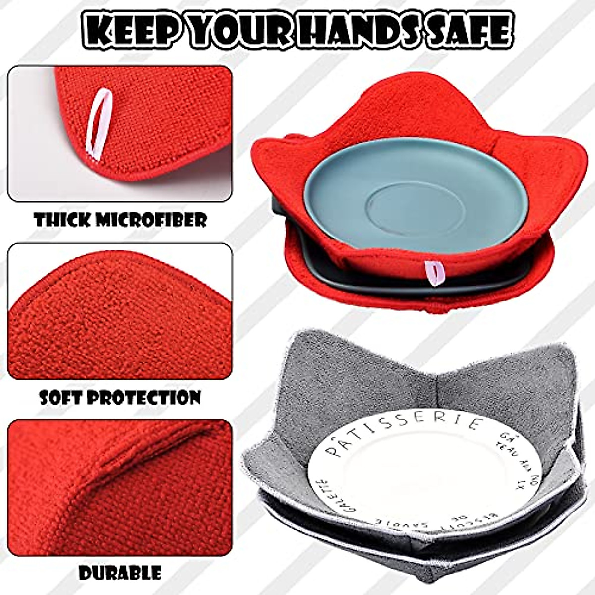 4 Pieces Bowl holders Microwave Bowl Cozy Small Bowls Holder Bowl Potholders for Microwave Hot Plate Bowl Food Temperature for Home Kitchen Holder Sponge and Microfiber Key