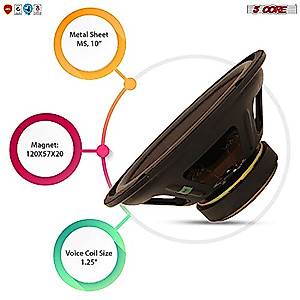 5Core 10" inch Subwoofer Replacement DJ Speaker Car Sub Woofer 1000W PMPO Dual 8 Ohm WF 10120